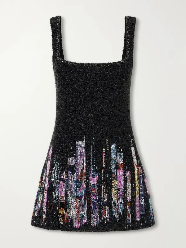 CLIO PEPPIATT Tokyo Embellished Stretch-mesh Mini Dress - Black