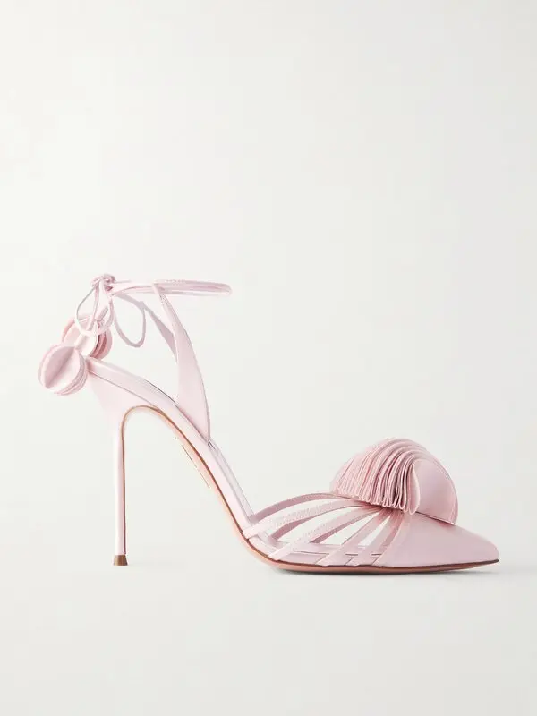 AQUAZZURA Wild Bloom Embellished Satin Pumps