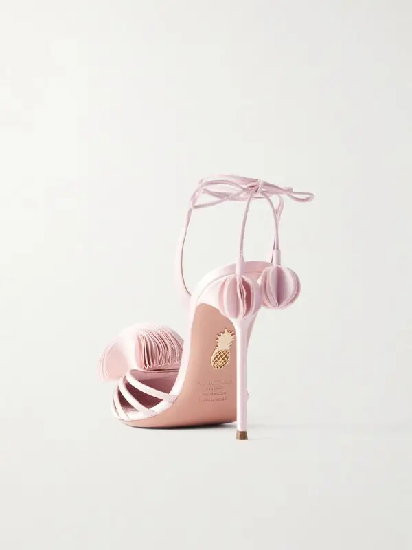 AQUAZZURA Wild Bloom Embellished Satin Pumps