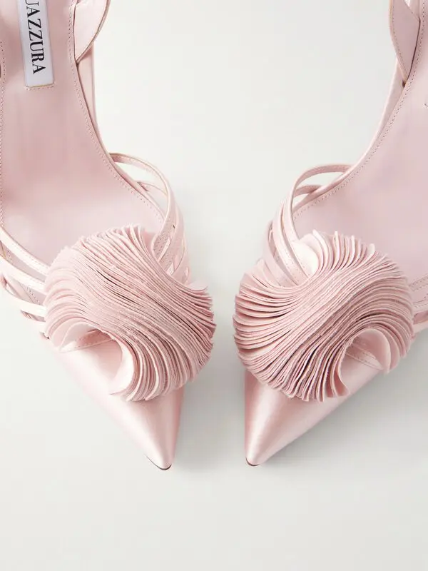 AQUAZZURA Wild Bloom Embellished Satin Pumps