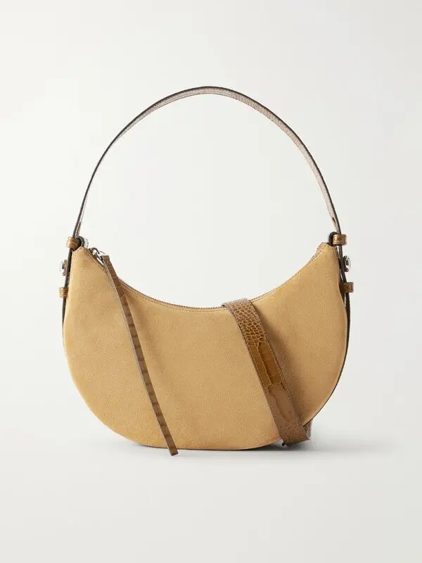 Tory Burch Romy Leather-trimmed Suede Shoulder Bag