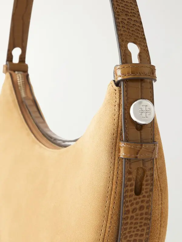 Tory Burch Romy Leather-trimmed Suede Shoulder Bag