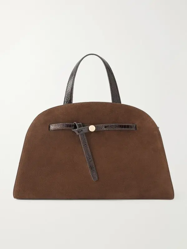 Tory Burch Romy Bauletto Leather-trimmed Suede Leather Tote
