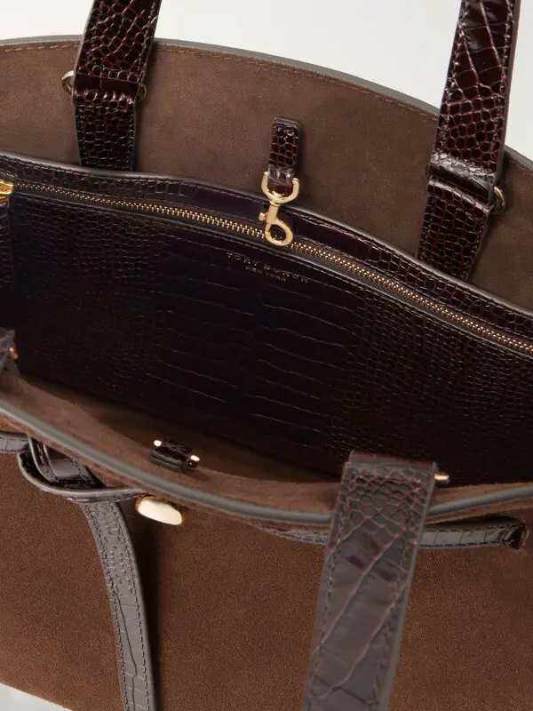 Tory Burch Romy Bauletto Leather-trimmed Suede Leather Tote
