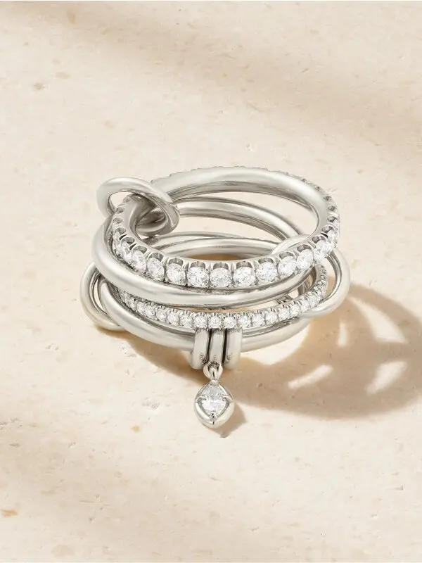 SPINELLI KILCOLLIN Inara Set Of Four Sterling Diamond Rings - Silver