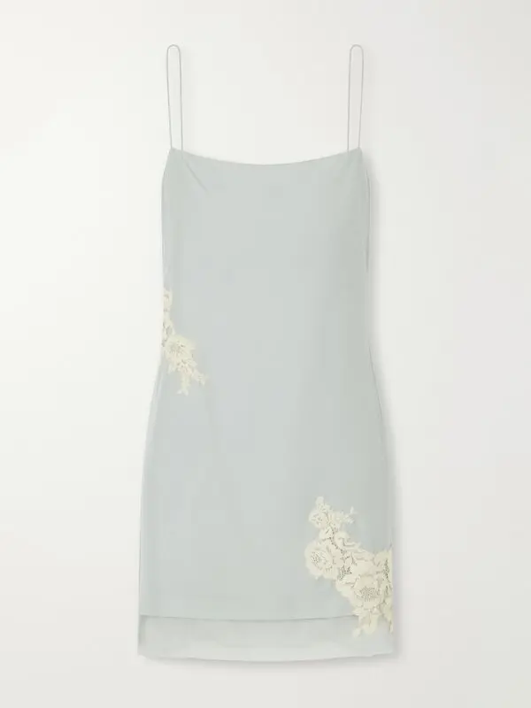 SIR. Noria Lace-trimmed Silk Crepe De Chine Mini Dress - Blue