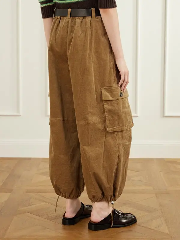 Sea Garret Stretch Cotton-corduroy Balloon Pants - Green