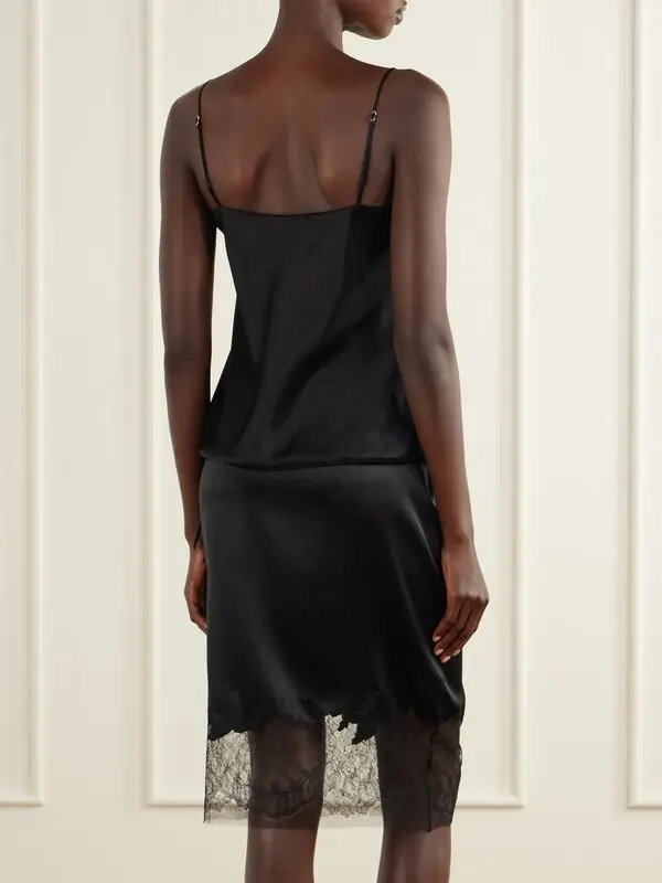 Carine Gilson Lace-trimmed Silk-satin Cami