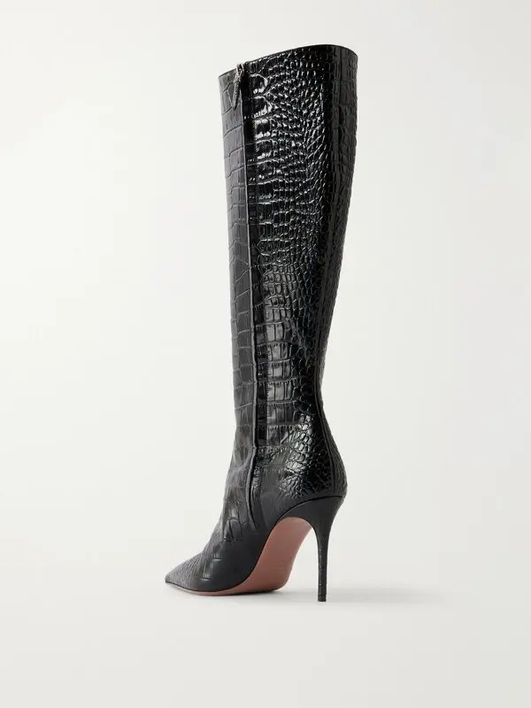 Paris Texas Vera 85 Croc-effect Leather Knee Boots