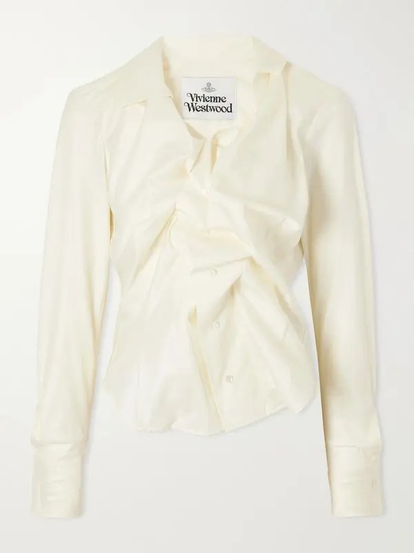 VIVIENNE WESTWOOD Drunken Draped Cotton-twill Shirt - Neutrals