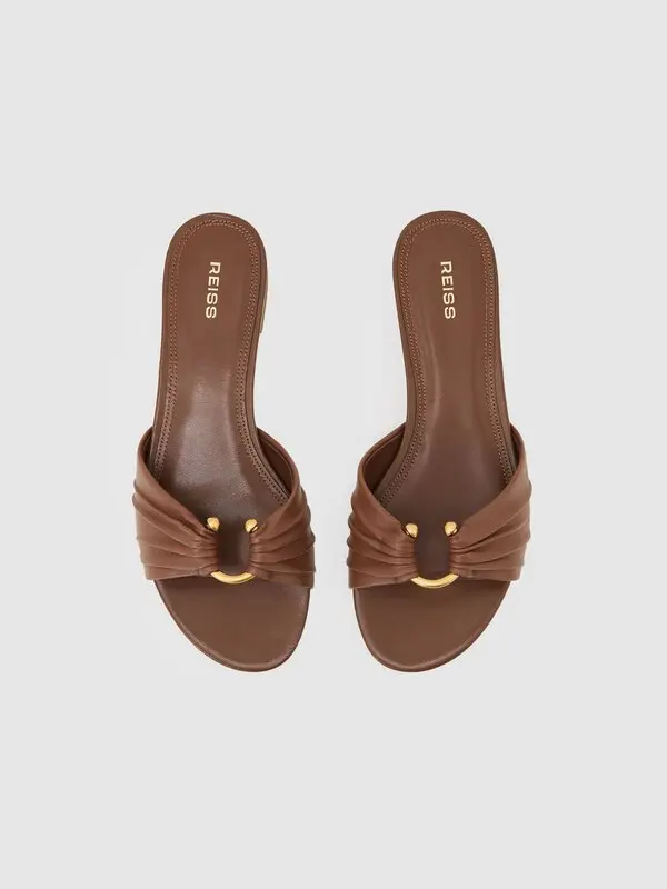 REISS Leather Open-ring Flat Sandals