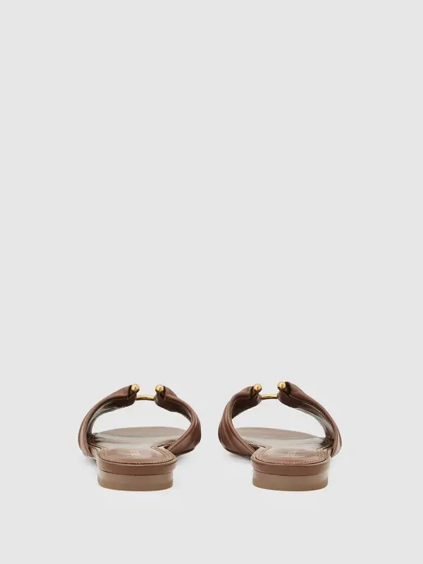 REISS Leather Open-ring Flat Sandals