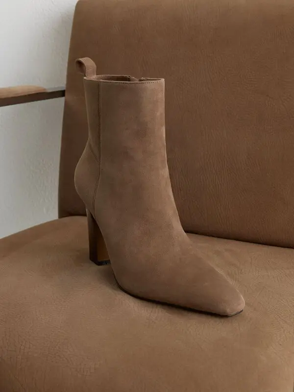 REISS Suede Chisel-toe Block-heel Ankle Boots
