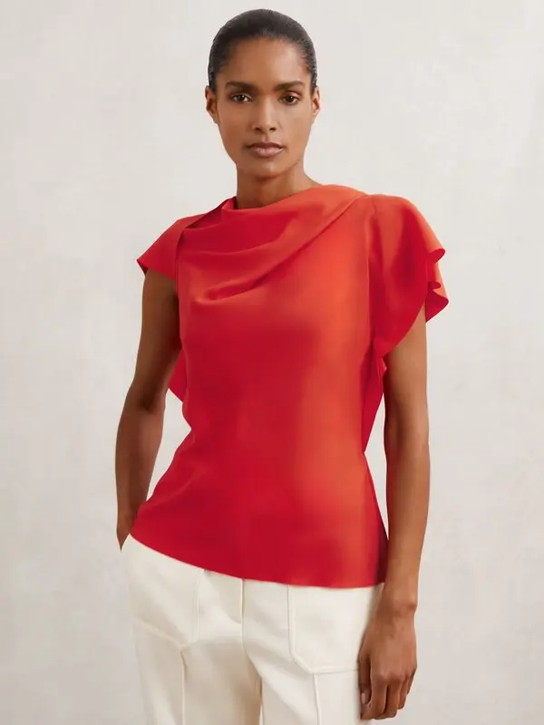 REISS Asymmetric Drape-neck Top