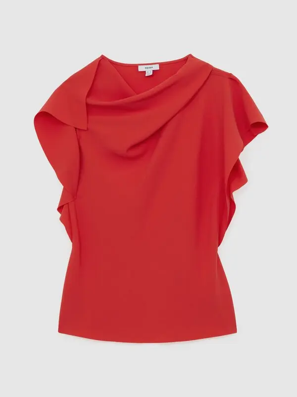 REISS Asymmetric Drape-neck Top