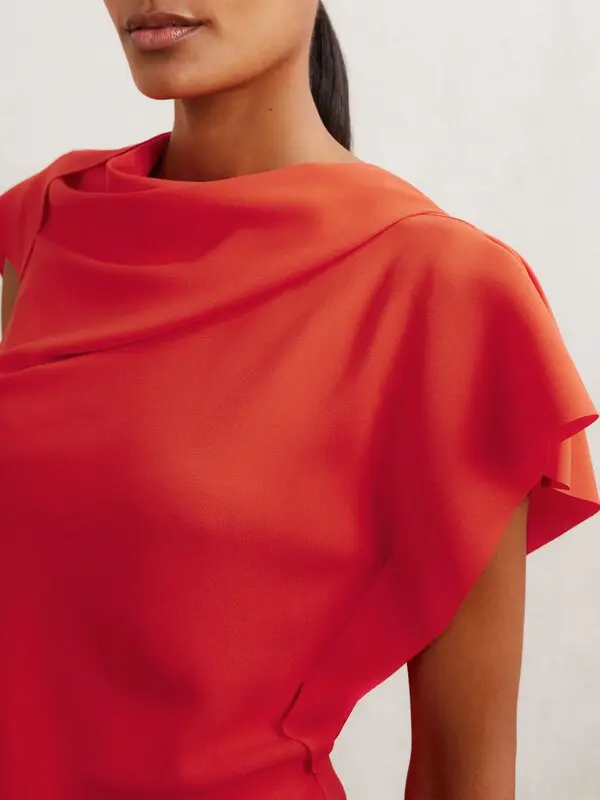 REISS Asymmetric Drape-neck Top