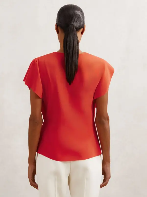 REISS Asymmetric Drape-neck Top