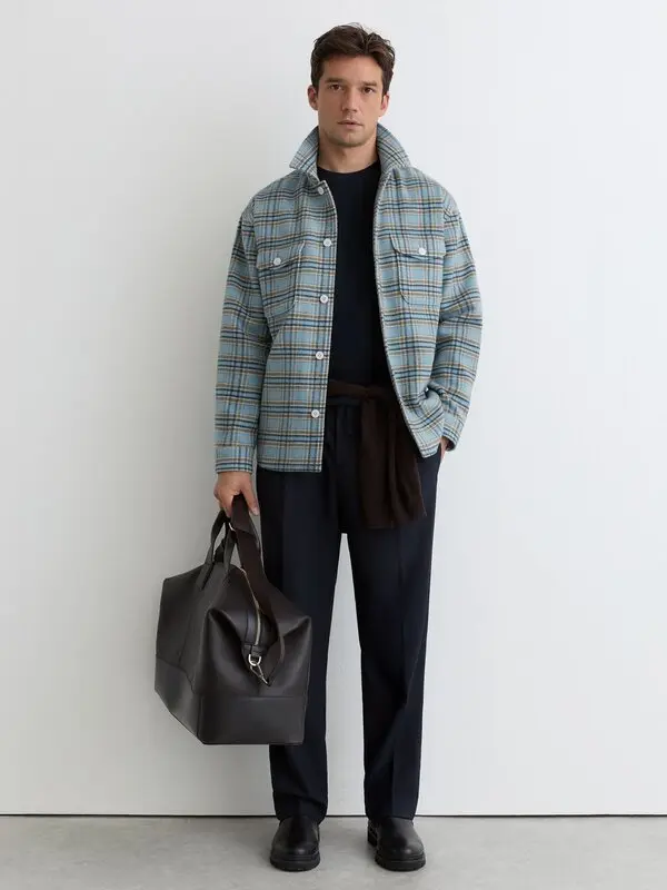 REISS Wool-blend Twin-pocket Check Overshirt