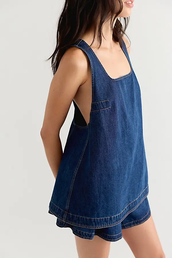 Free People Down In The Valley Denim Short Set At