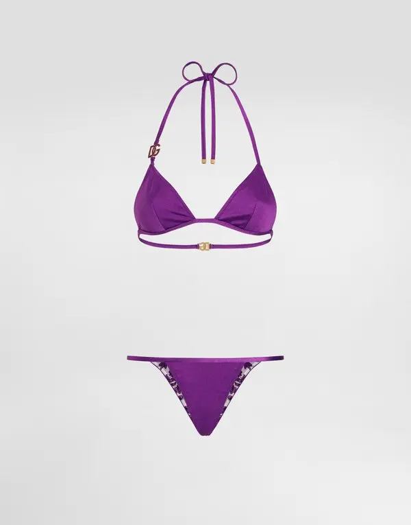 Dolce & Gabbana Embellished Triangle Bikini And Thong Set