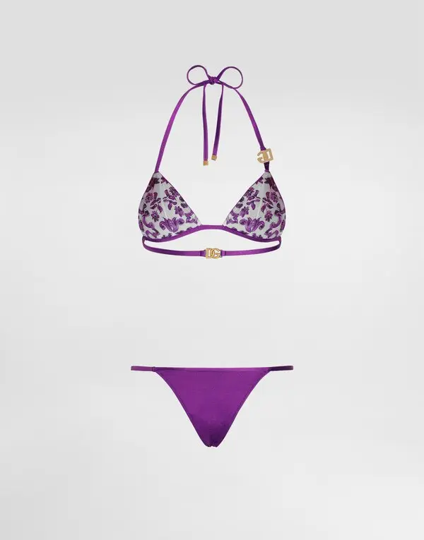 Dolce & Gabbana Embellished Triangle Bikini And Thong Set