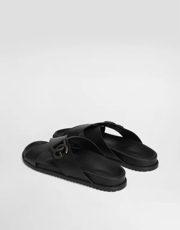 Dolce & Gabbana Calfskin Cross-strap Slides