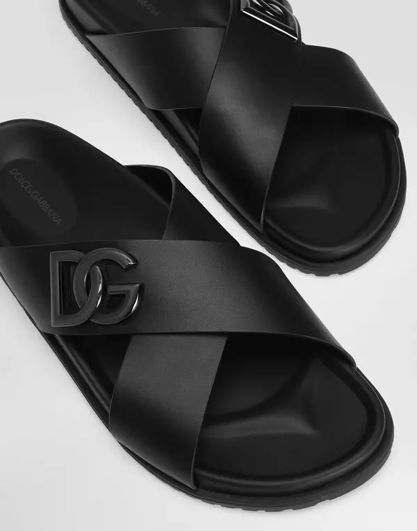 Dolce & Gabbana Calfskin Cross-strap Slides