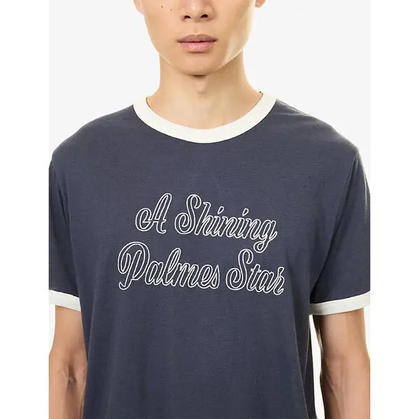 PALMES Slogan-embroidered Cotton-blend T-shirt