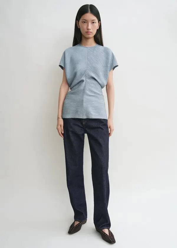 TOTEME Slouch Waist Crinkled Top - Mistral