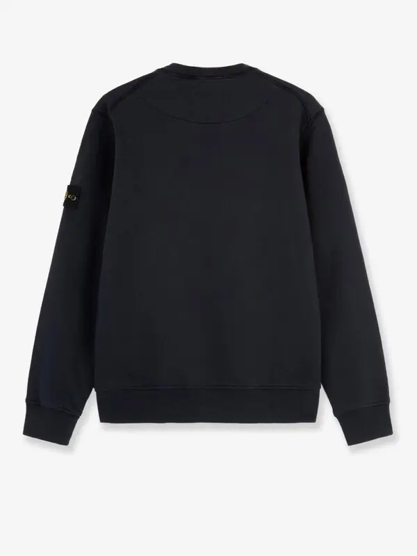Stone Island Cotton Sweatshirt With Side Logo Patch - Blue
