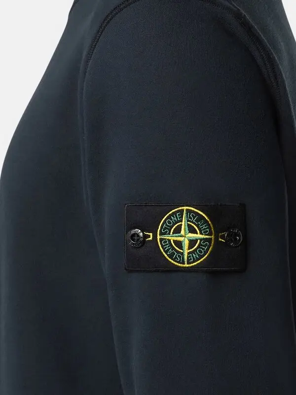 Stone Island Cotton Sweatshirt With Side Logo Patch - Blue