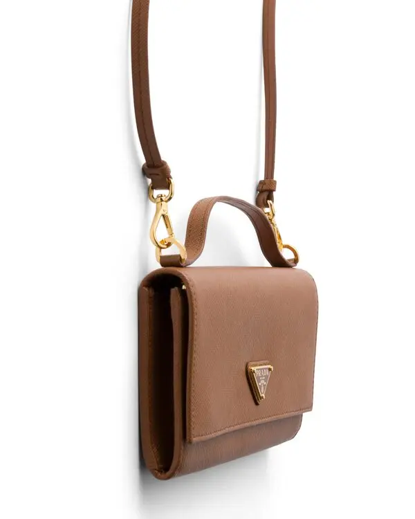 Prada Saffiano Leather Wallet With Shoulder Strap