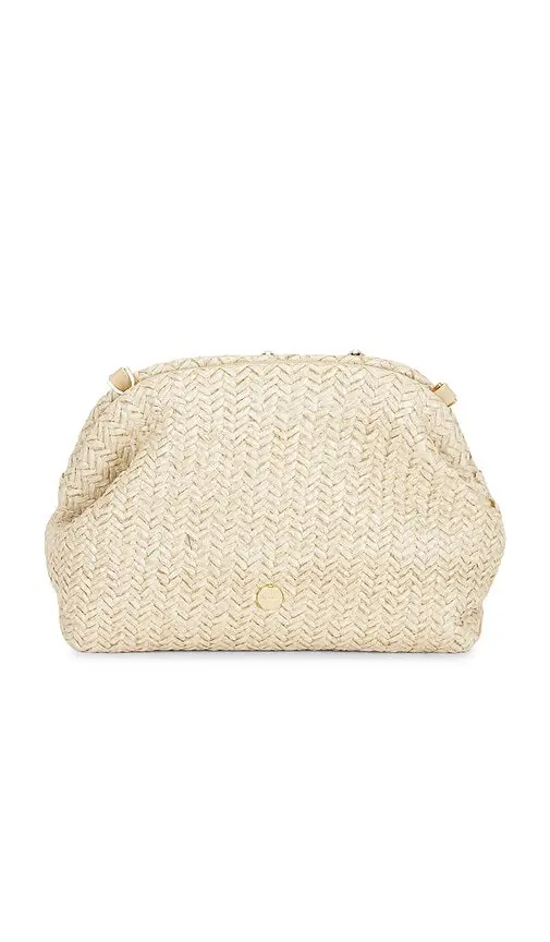 OLGA BERG Kaia Studded Woven Clutch