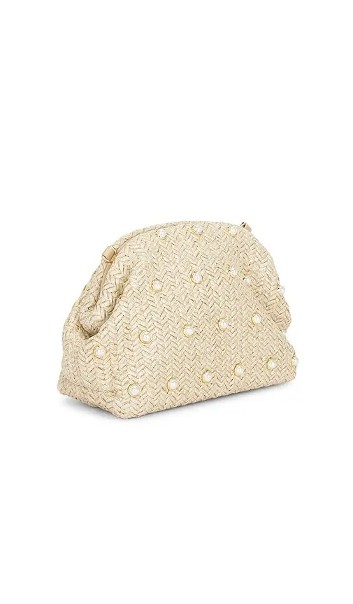 OLGA BERG Kaia Studded Woven Clutch