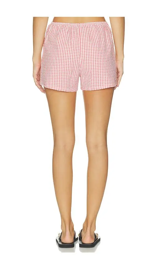 Donni. X Revolve Cotton Gingham Tap Shorts - Red