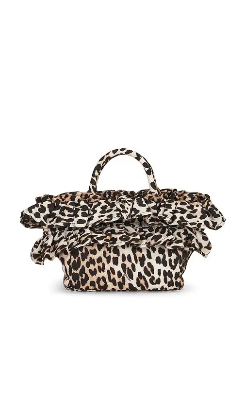 GANNI Mini Shopper Ruffle Print - Brown