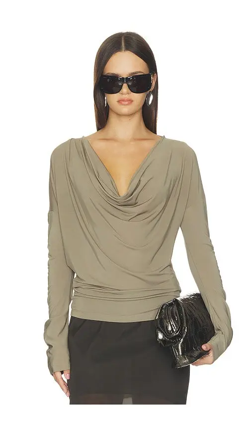 Helmut Lang Cowl Long Sleeve Top In . Also