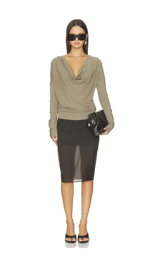 Helmut Lang Cowl Long Sleeve Top In . Also