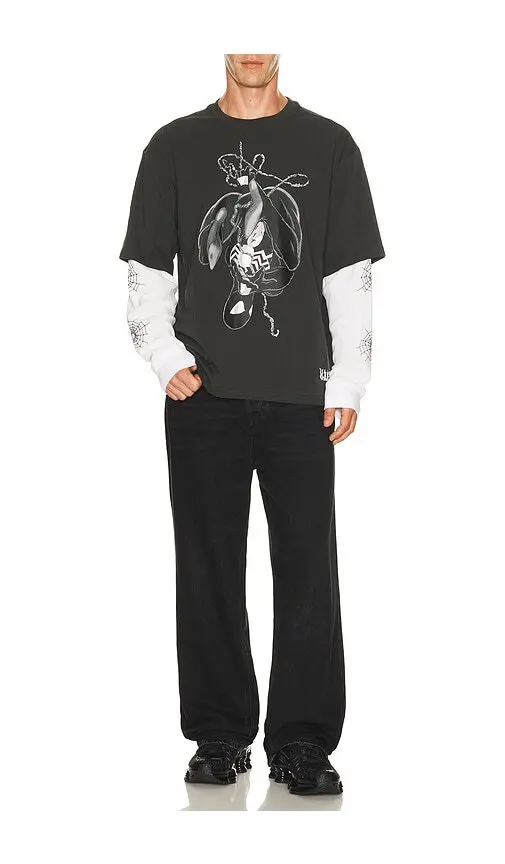HUF X Spider-man Web Long Sleeve Double Layer Top In . Also