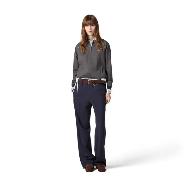 Miu Miu Wool Blouson Jacket With Embroidered Logo