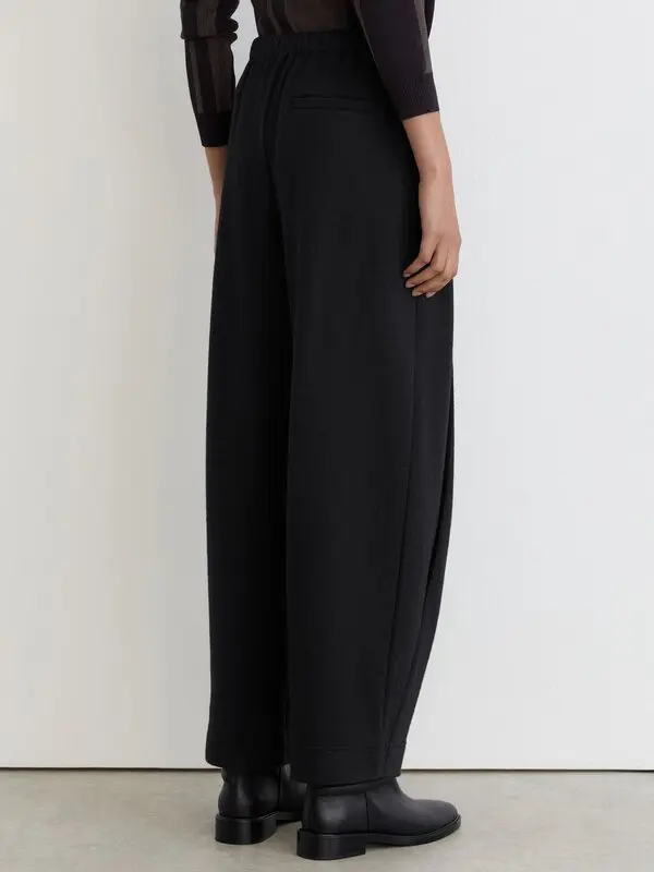 REISS Cotton-blend Barrel-leg Drawstring Trousers - Black