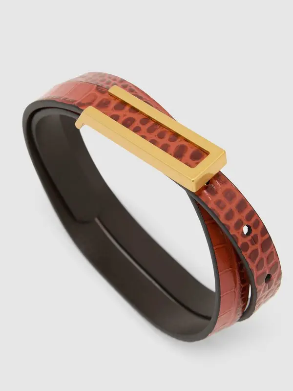 REISS Leather Crocodile-effect Belt