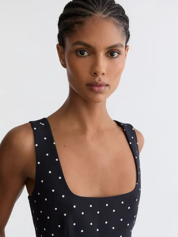 REISS Belted Polka Dot Midi Dress