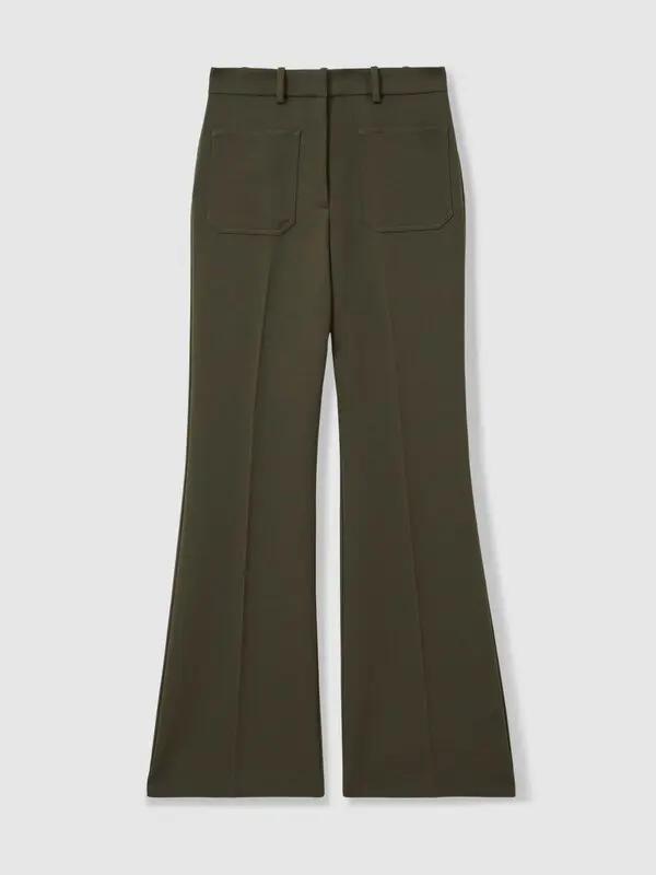 REISS Twill Patch-pocket Flared Trousers