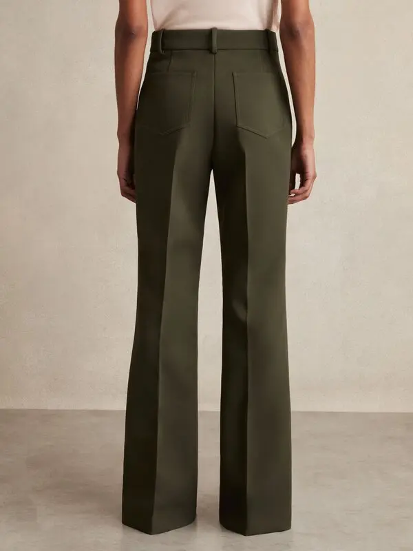 REISS Twill Patch-pocket Flared Trousers