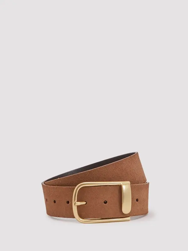 REISS Suede Half Keeper Belt - Tan