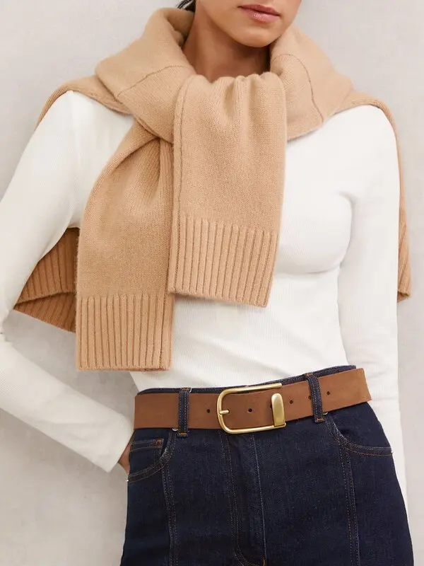 REISS Suede Half Keeper Belt