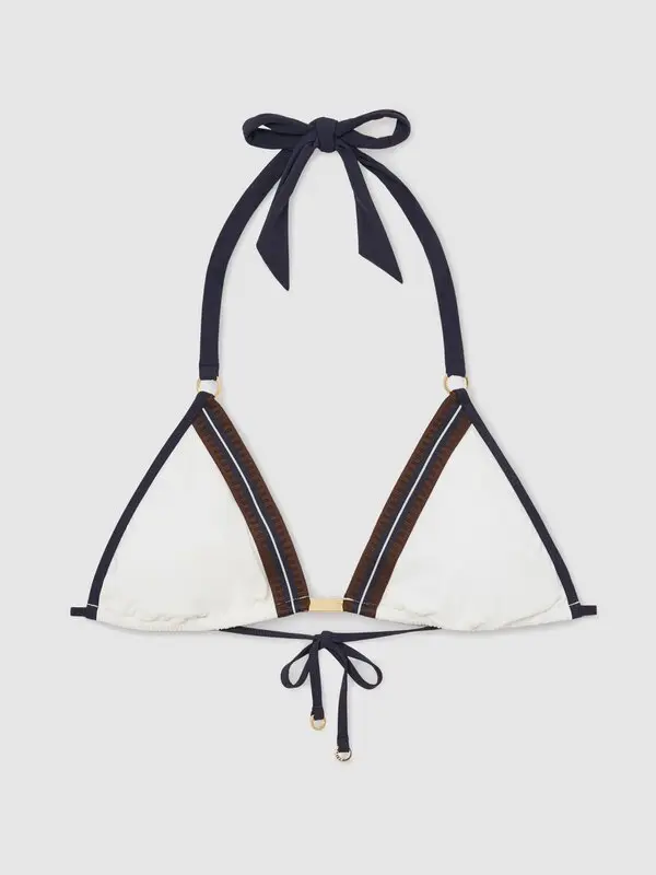 REISS Contrast-stripe Triangle Bikini Top