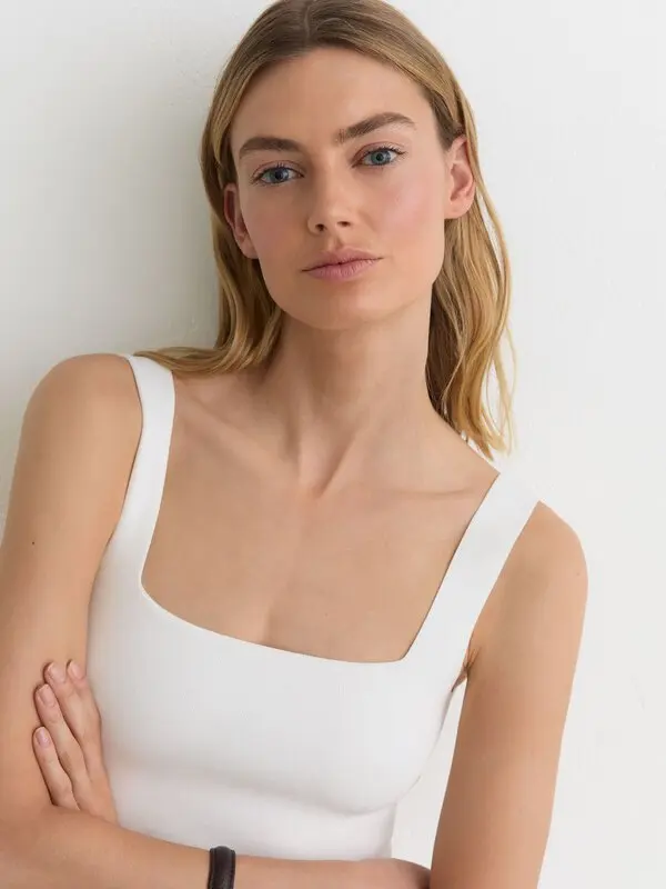 REISS Square-neck Compact-knit Vest