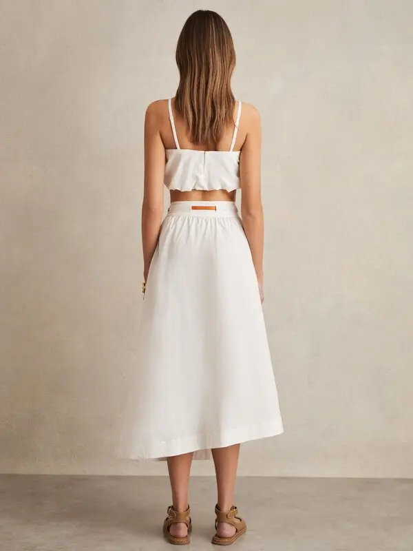 REISS Poplin Belted Split Midi Skirt
